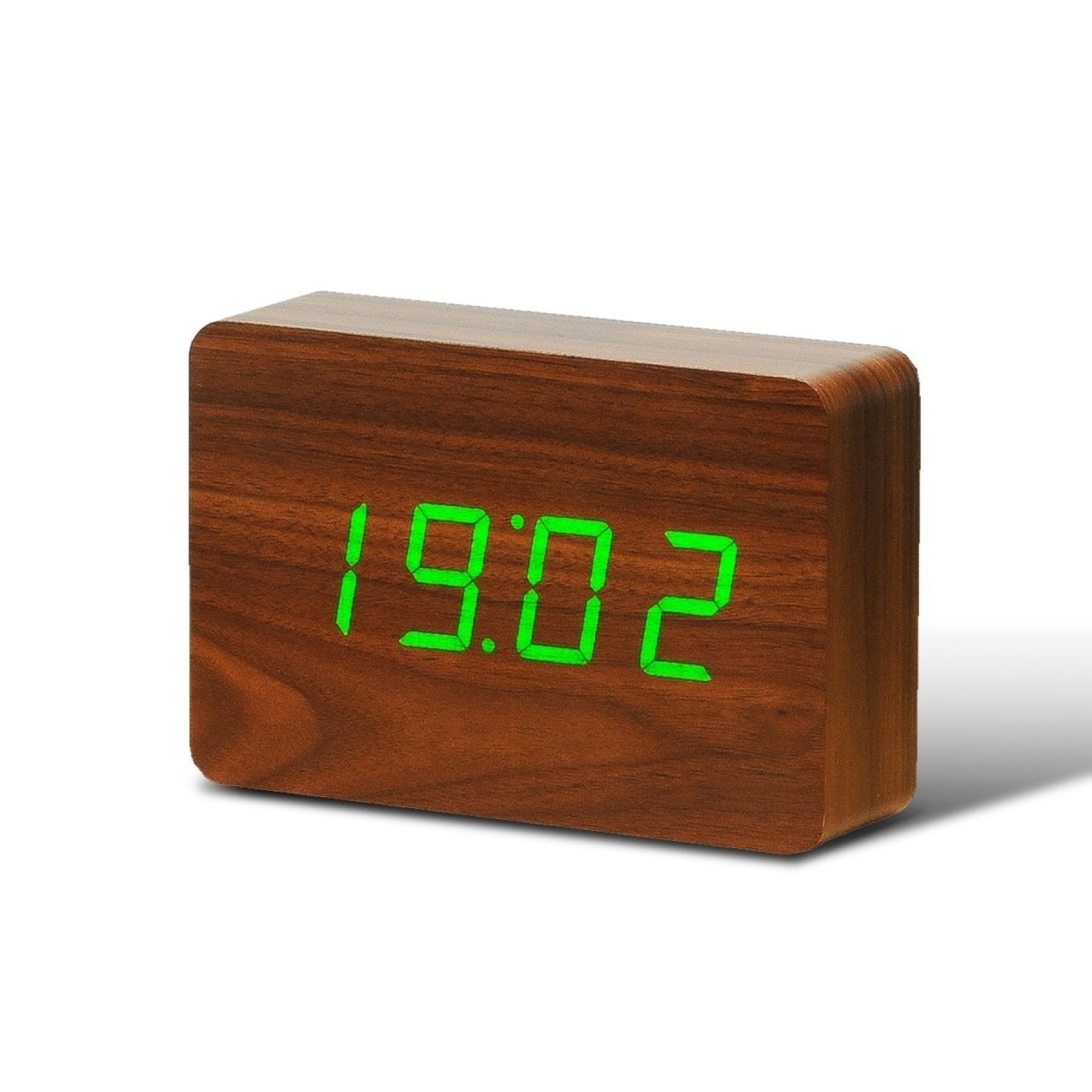 Gingko Brick Click Clock Walnut Wecker - Holzoptik | AMBIENDO